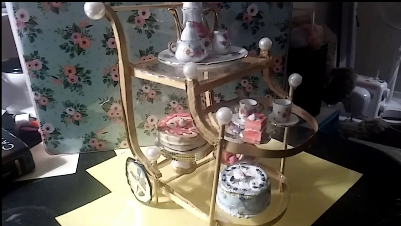 UPDATE!!!! miniature dollhouse tea cart. UPDATE!!!!!!! - YouTube