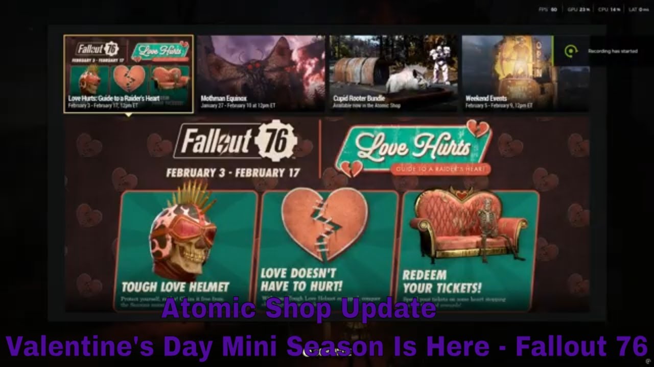 Atomic Shop Update / Valentine's Day Mini Season Is Here - Fallout 76 ...