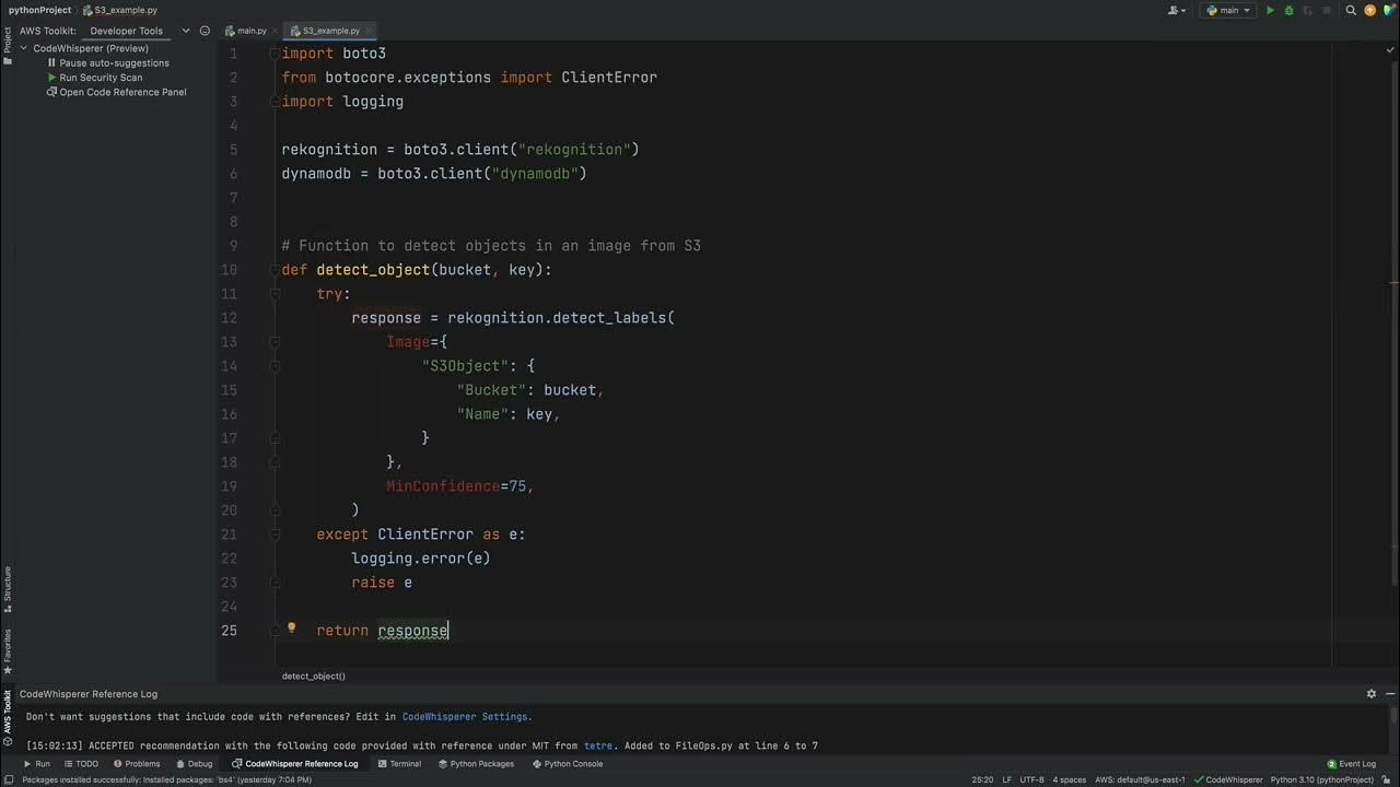 Amazon CodeWhisperer AWS API demo - YouTube