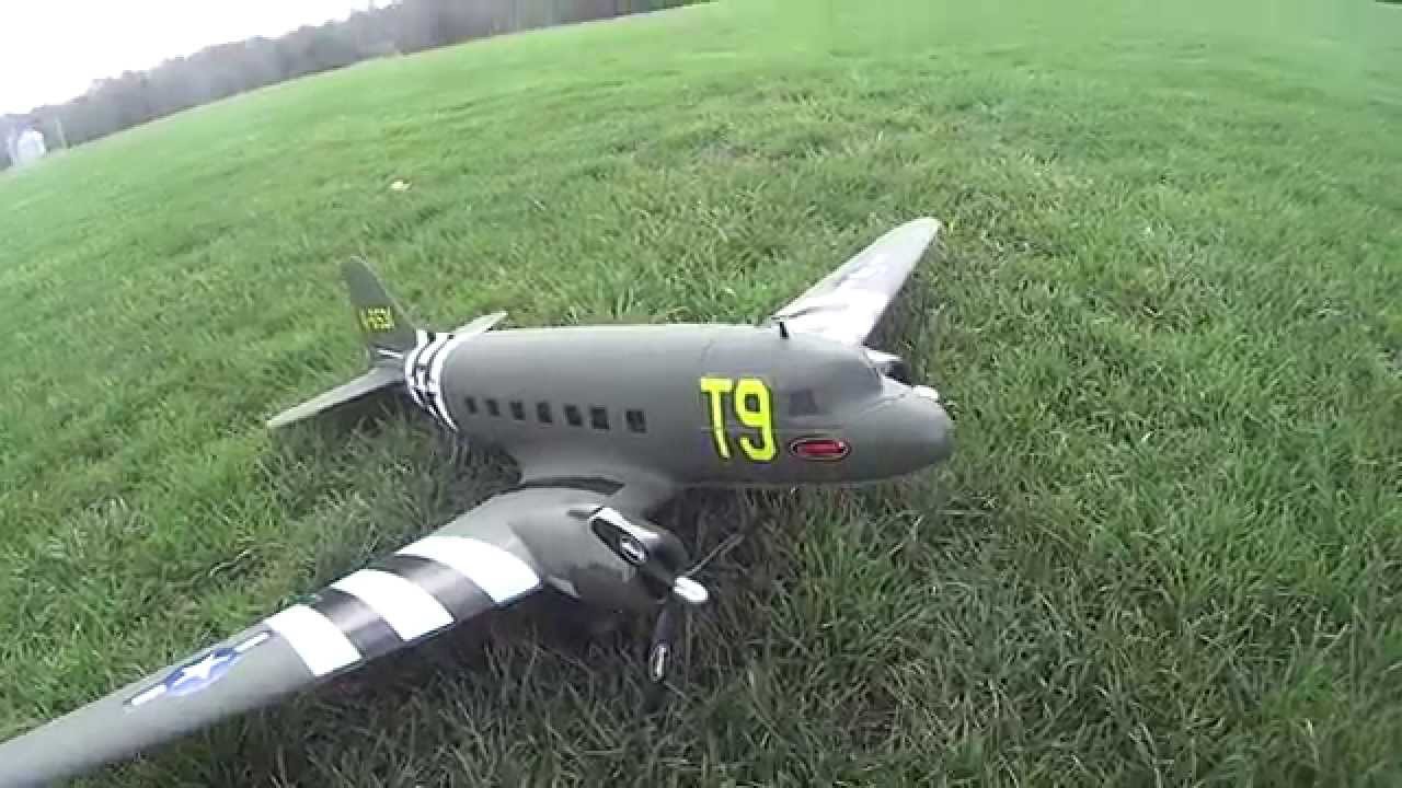 Dynam C 47 rc on grass 2015 - YouTube