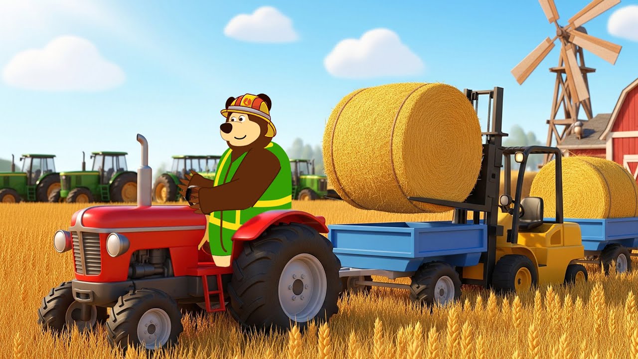 Hay Baling & Transport 🌾🚜 | Realistic Farm Tractor Animation - YouTube