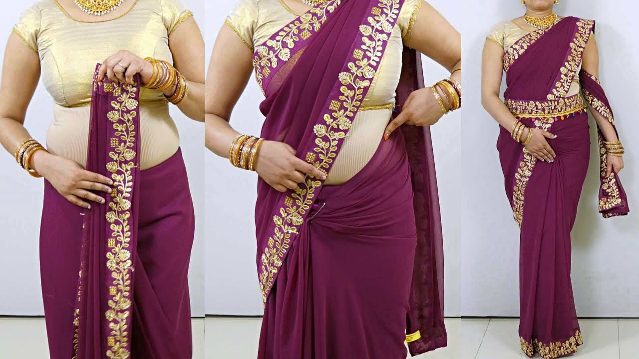 Very easy steps for silk saree draping | saree draping at home | full ...