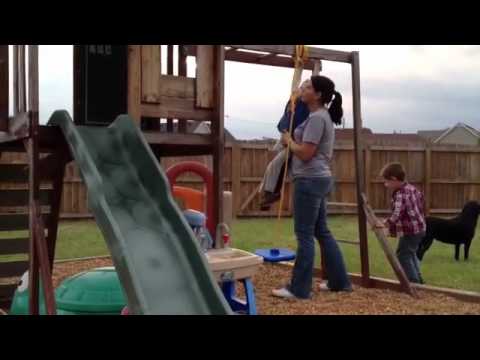 Caden swinging on the monkey bars...with help - YouTube