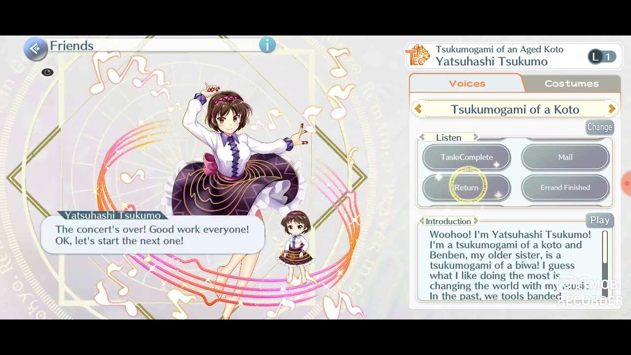 Touhou Lost Word Voice Lines - Yatsuhashi Tsukumo - YouTube
