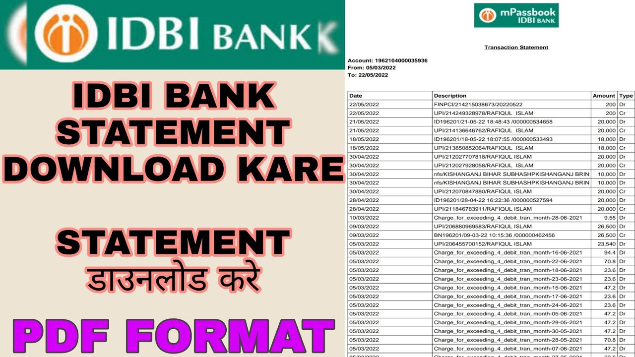 IDBI Bank Statement download kaise kare ! How to download Statement In ...