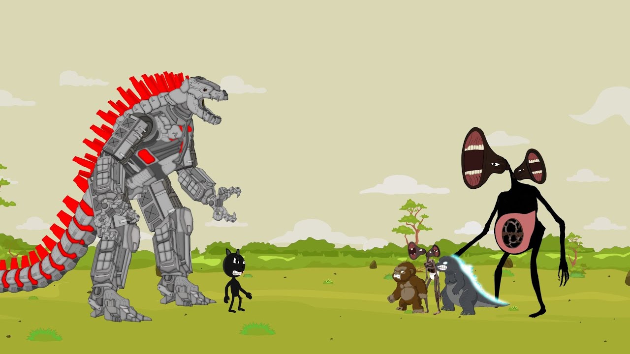 Baby godzilla vs kong cartoon cat troll godzilla animation funny ...