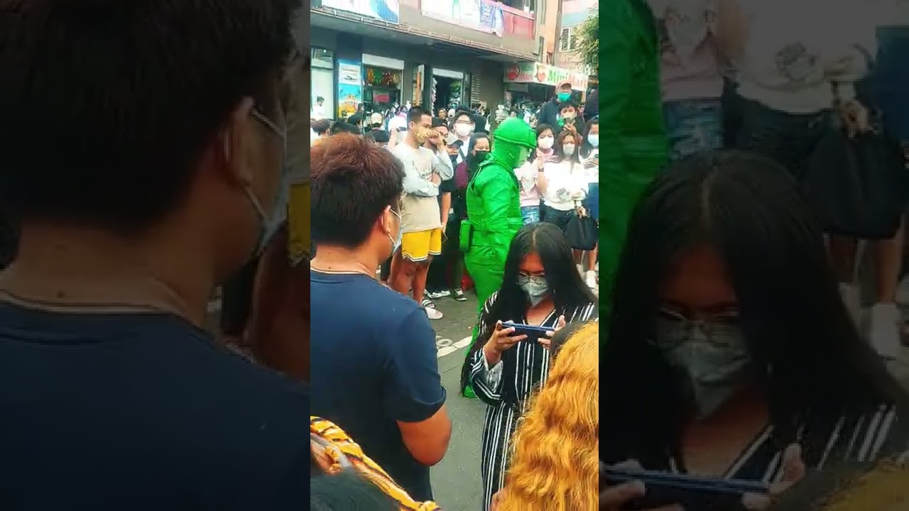 Green Army Soldier mime @Session Road. Human Attraction in Baguio City ...