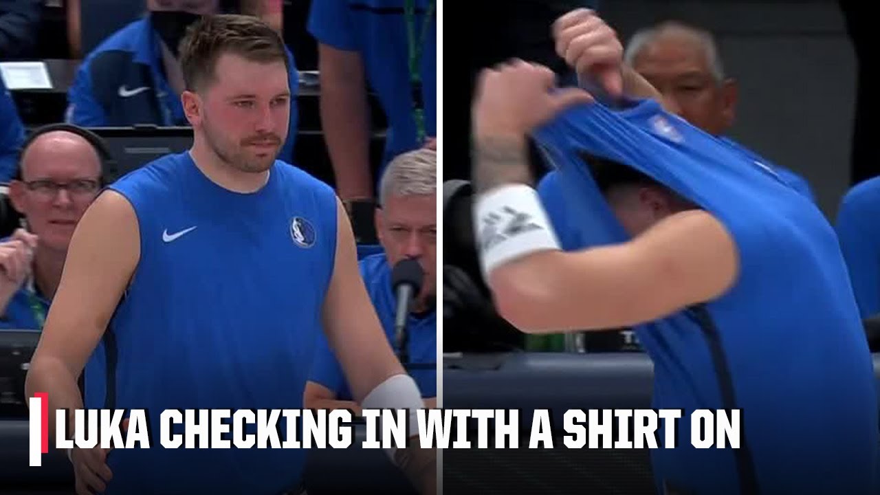 Luka Doncic tried to check in with his shirt still on 🤣 | NBA on ESPN ...