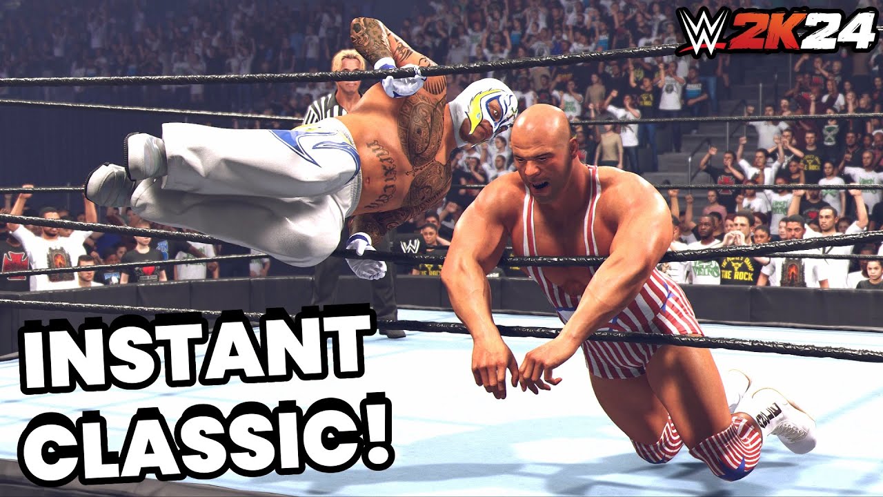 WWE 2K24: Kurt Angle vs. Rey Mysterio (CRAZY Chemistry) - YouTube