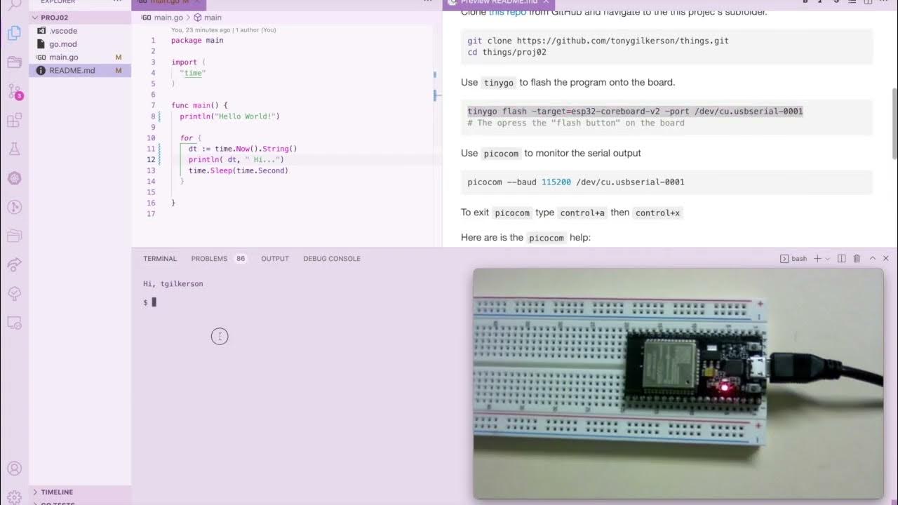 TinyGo ESP32 Serial Monitor with picocom CLI - YouTube