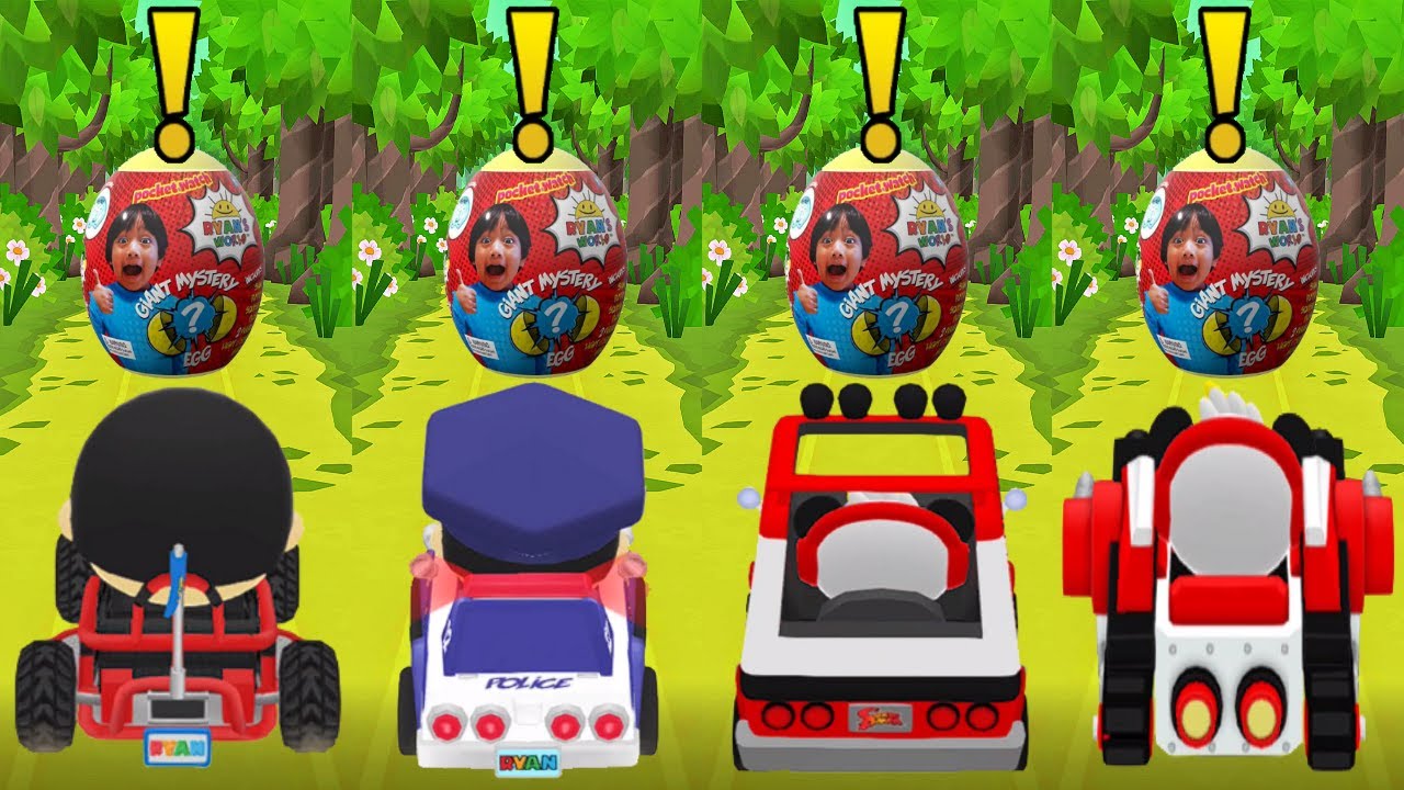 Tag with Ryan - Micro Mecha vs Combo Panda Van vs Go-Kart vs Patrol Car ...