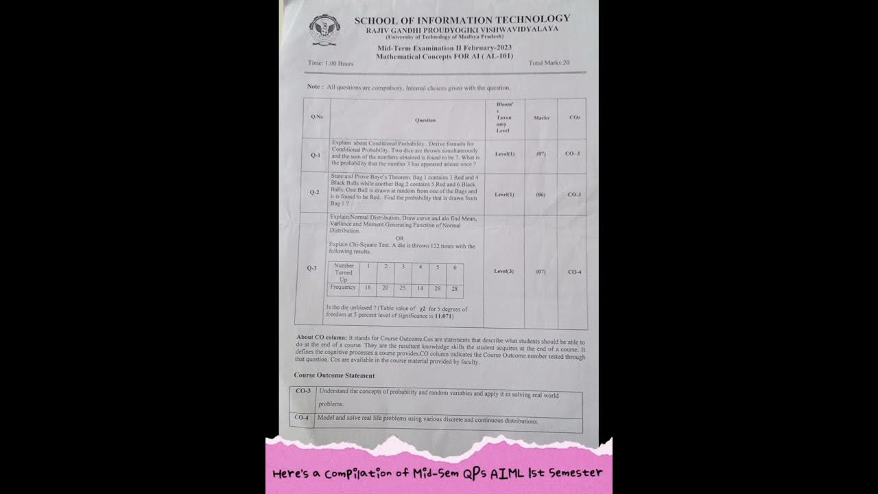 Rgpv Cse Aiml First Semester Mid Sem And End Sem All Question Papers With Pdf Youtube