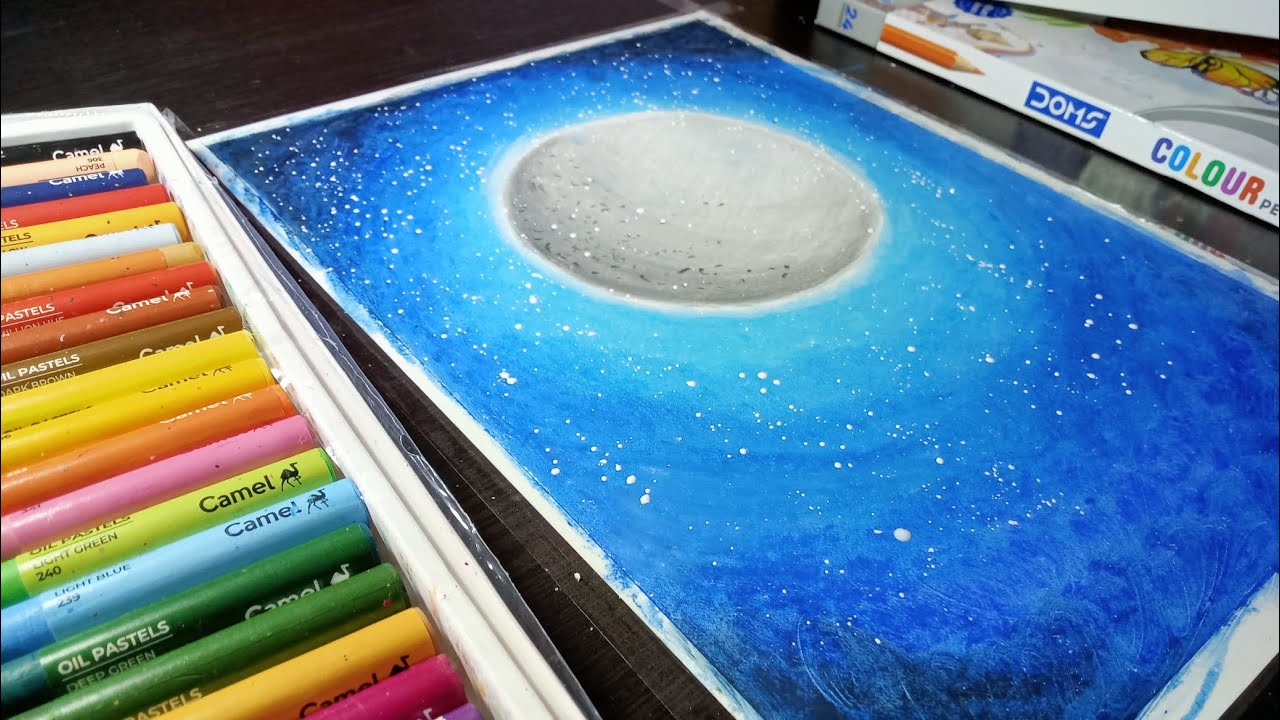 how to draw moonlight night sky ☄️ ||beautiful moonlight drawing ...