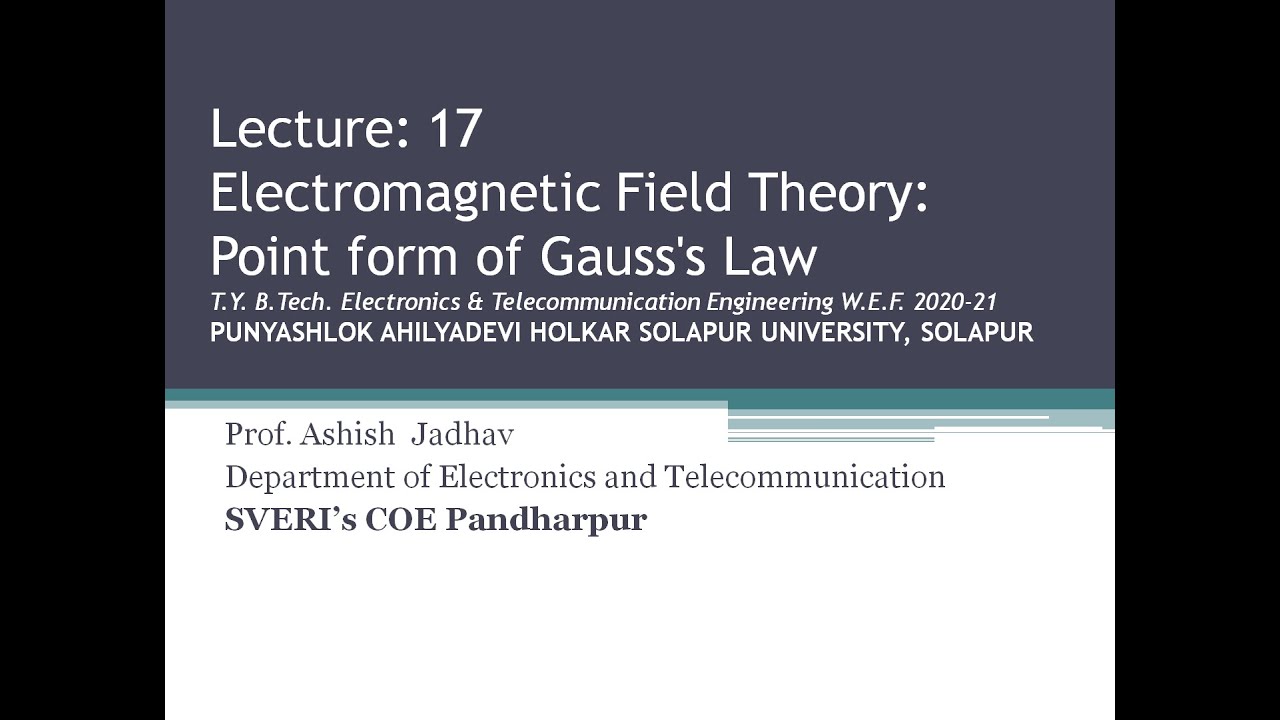 EMFT L17 Point form of Gauss's Law - YouTube