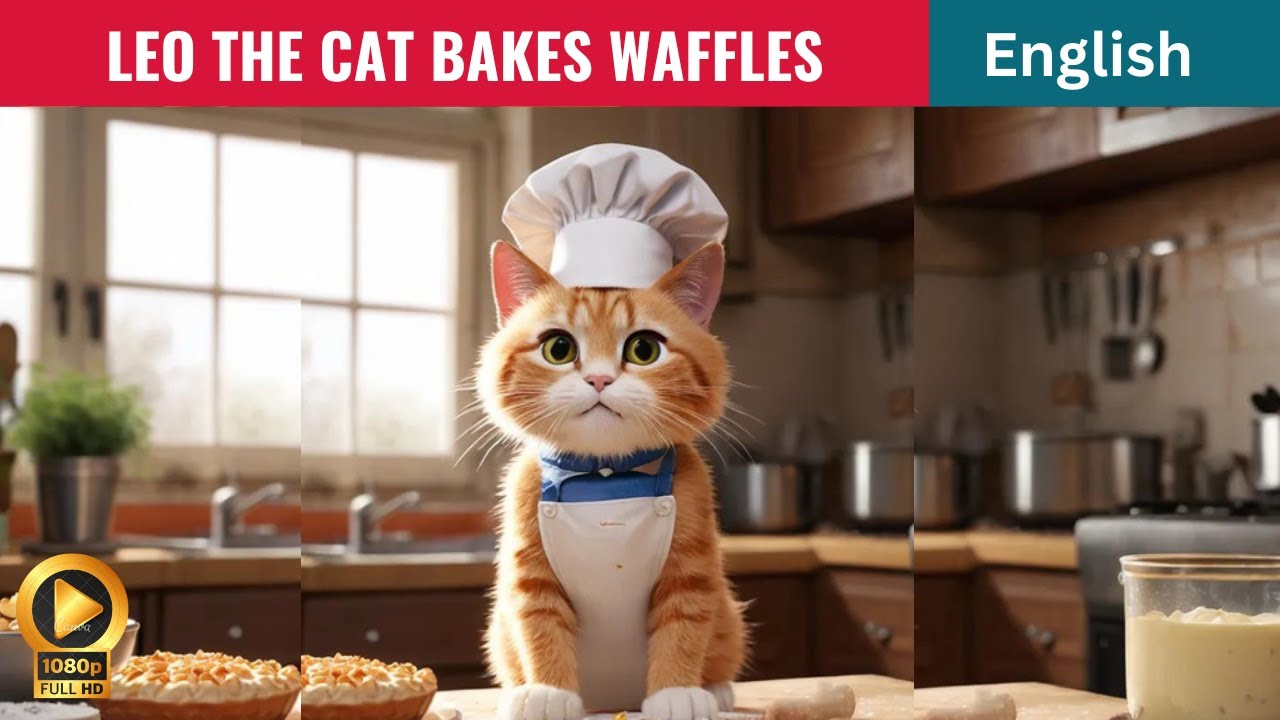Leo the cat bakes waffles | English Fairy Tales | @mocostorie7 - YouTube
