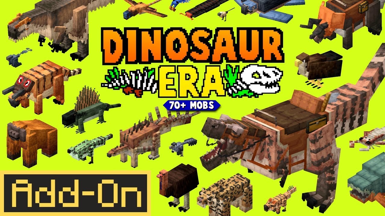 DINOSAUR ERA 2.0 ADDON: 70+ Dinosaurs Added to Minecraft Bedrock ...