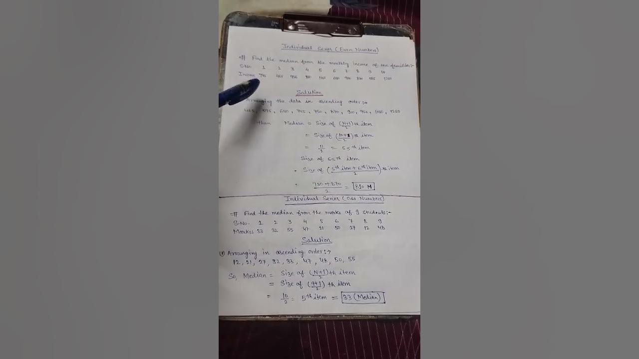 Median in individual, discrete and continuous series - YouTube