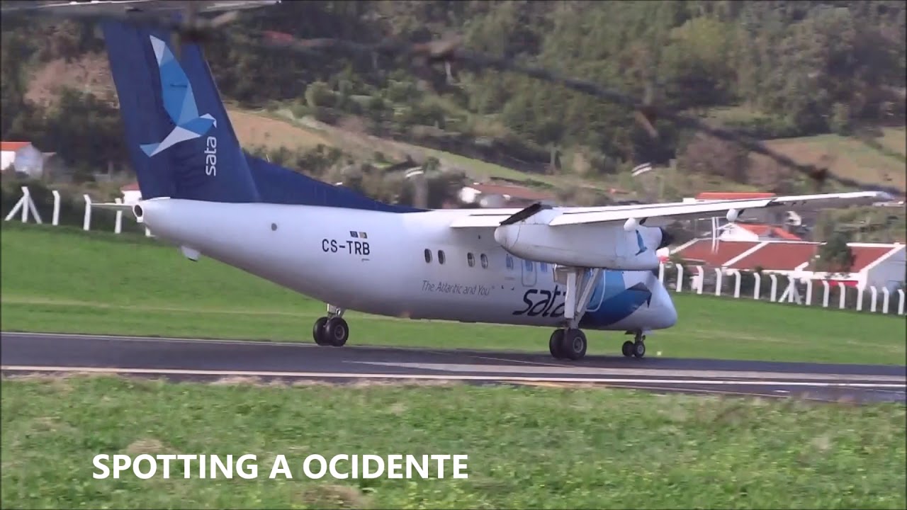 LPFL Dash 8 Q200 short turn to strong crosswind/tailwind landing - YouTube