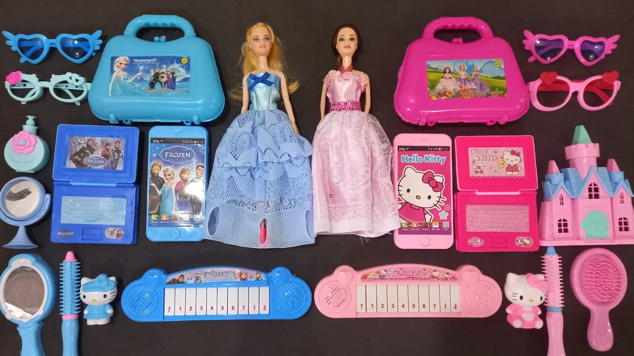 6 Minutes Satisfying Unboxing Cute Pink & Blue Barbie Doll w/ Frozen ...