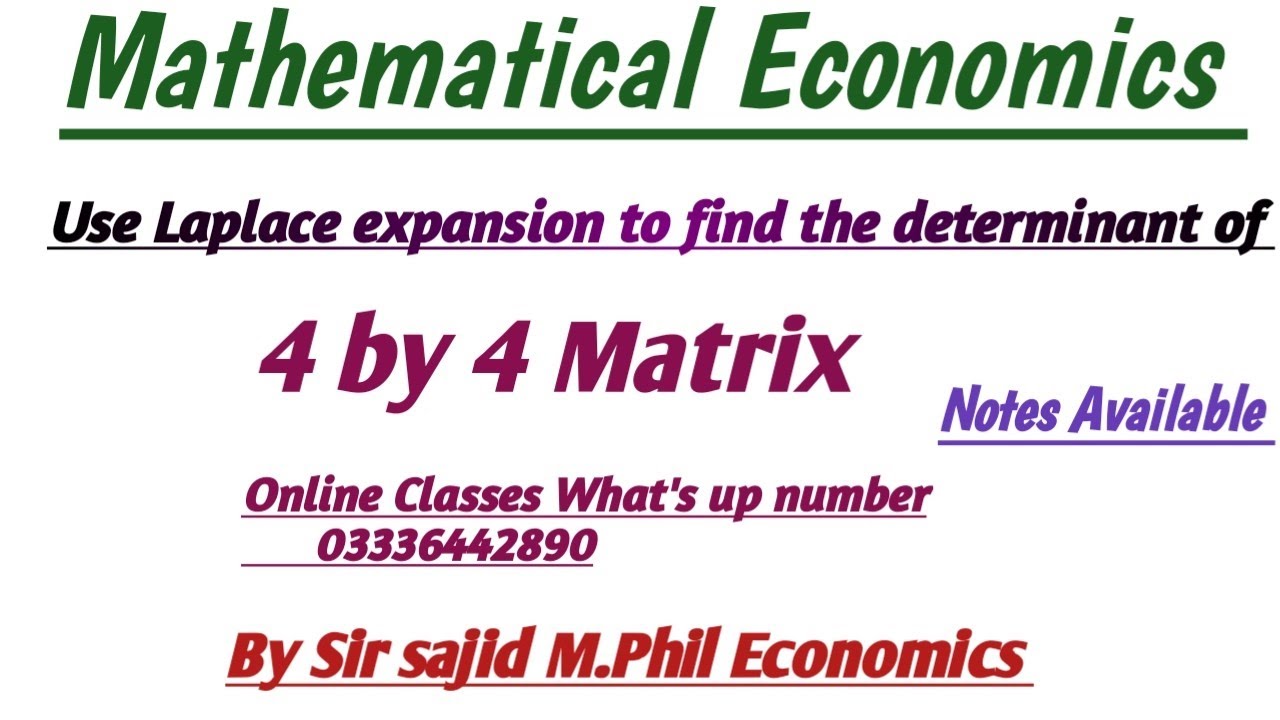 Use Laplace Expansion To Find The Determinant 4 4 Matrix Urdu Hindi use-laplace-expansion-to-find-the-determinant-4-4-matrix-urdu-hindi