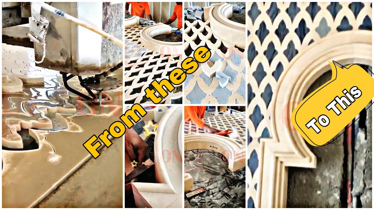 Marble wall pattern design cut by waterjet CNC Part 2 of 2 - YouTube