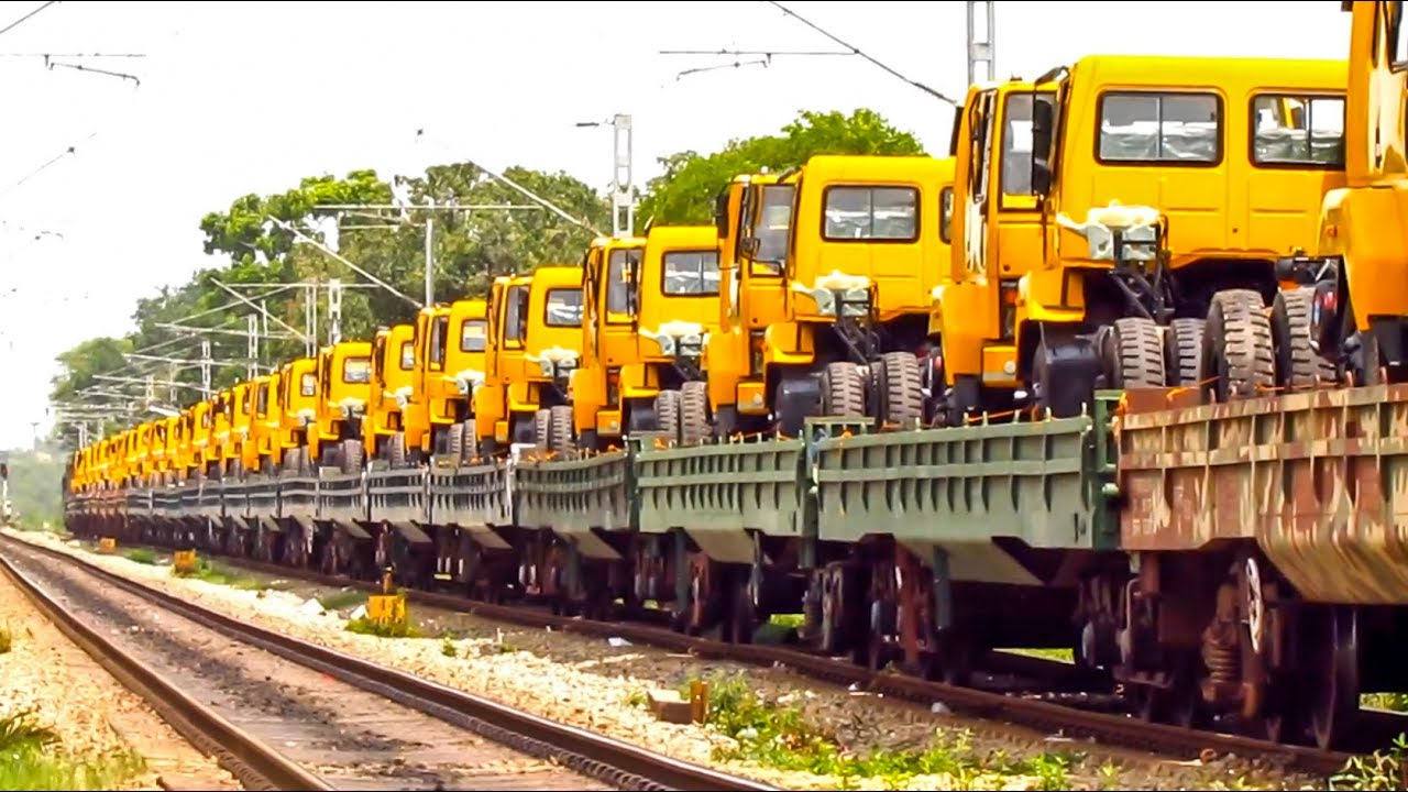 TRUCKS on TRAIN | RUBBER on RAILS | RARE | INDIAN RAILWAYS !! - YouTube