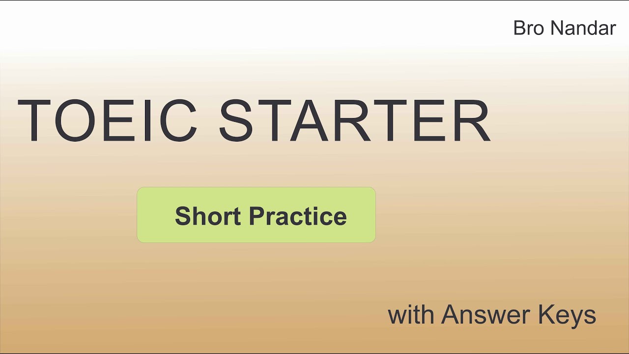 TOEIC || TOEIC FOR STARTER - YouTube