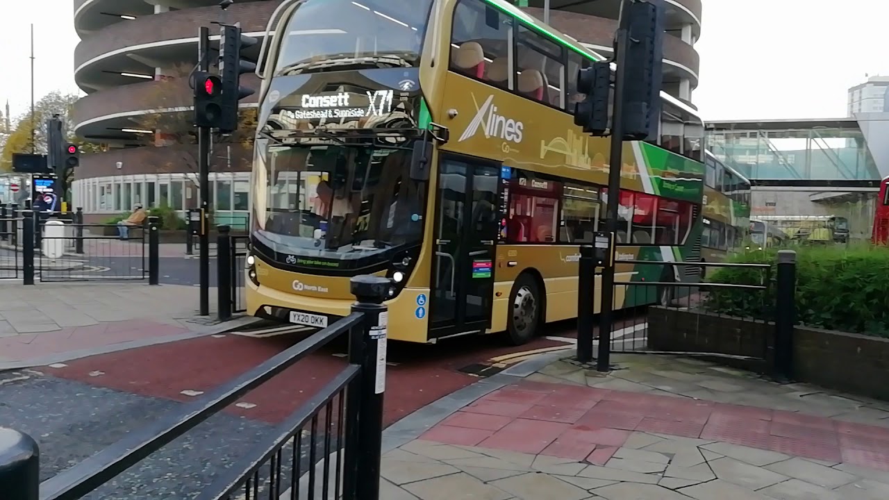 Go North East X71 and Stagecoach X87 departing Eldon Square Bus Station ...