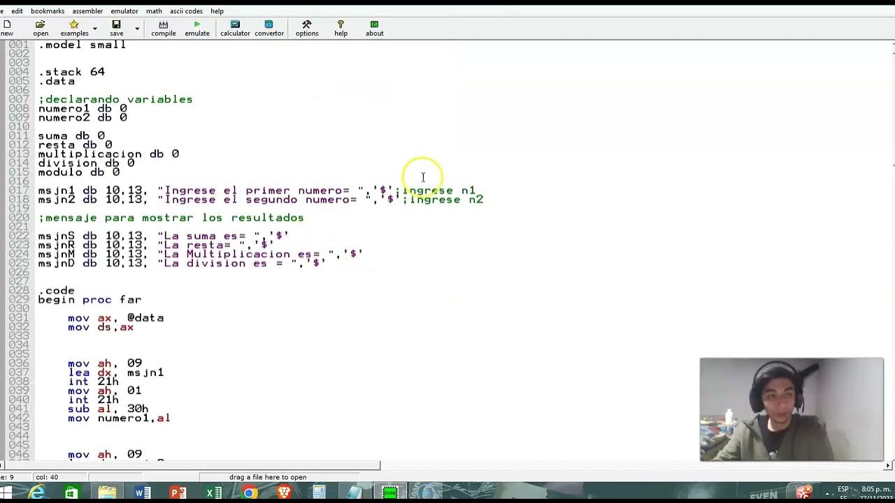 Ejercicio practico con EMU8086 - YouTube