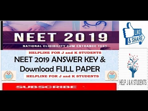 NEET 2019 ANSWER KEY WITH FULL PAPER |NEET 2019| - YouTube