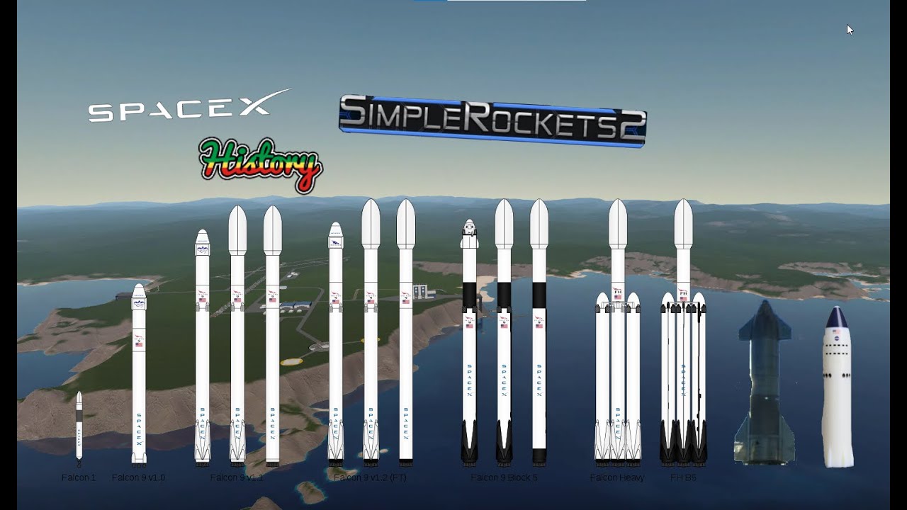 History of SpaceX Rockets in SimpleRockets 2 - YouTube
