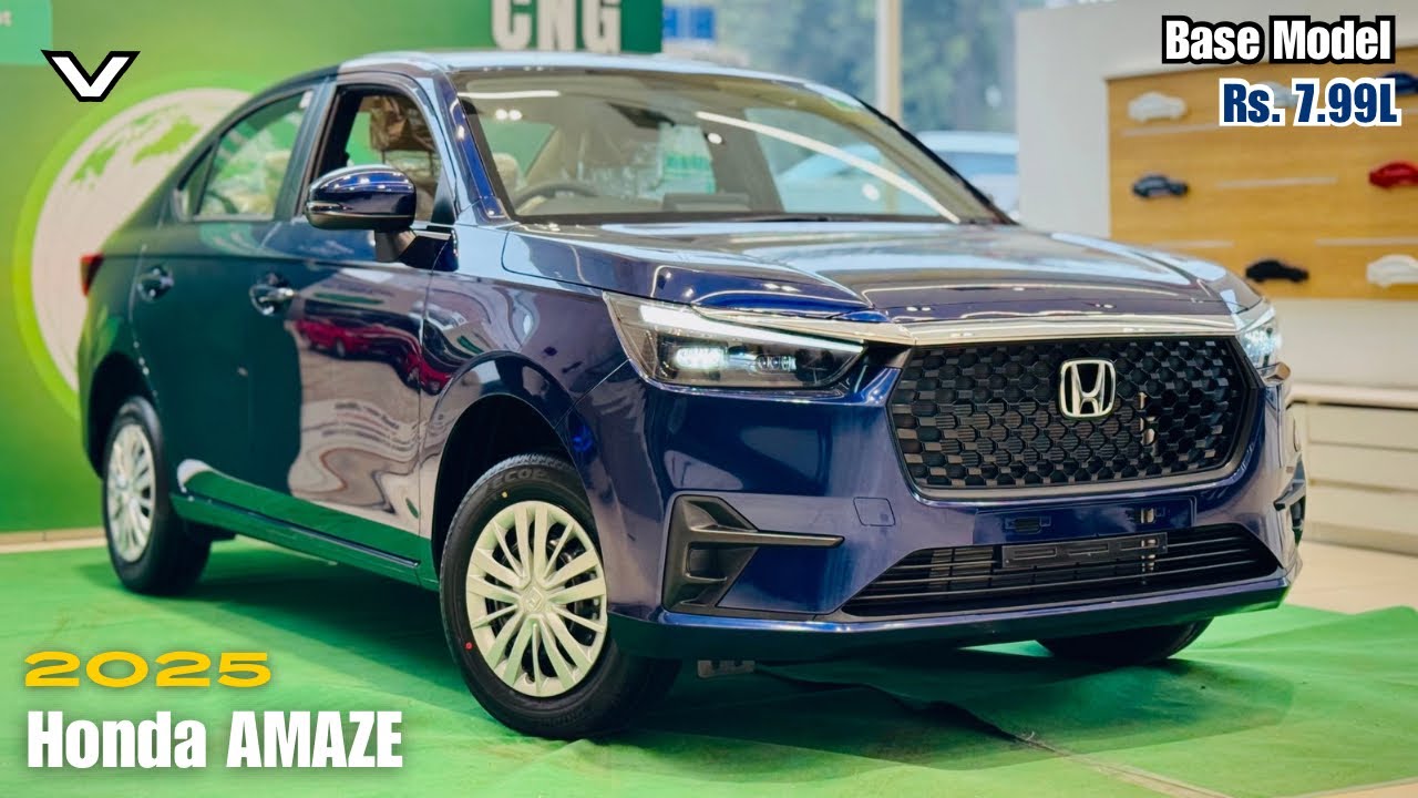 New Honda Amaze 2025 🔥 V Base Model @ Rs 7.99L | Blue colour - Detailed ...