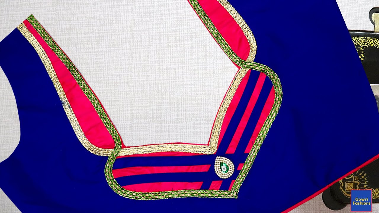 Simple Lace Work Blouse Design Cutting and Stitching | Model Blouse ...