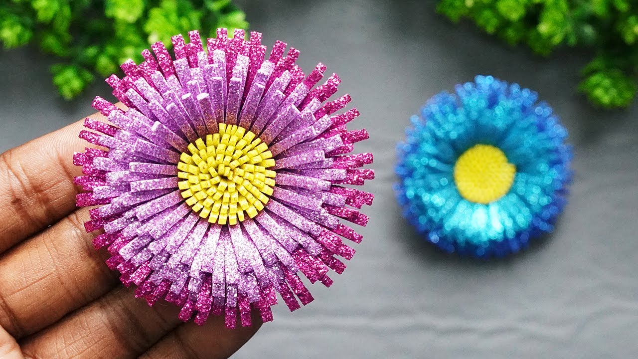 🌸 Eva Foam Paper Flowers 🌷 Rubber Bands with Flower 🌸 - YouTube