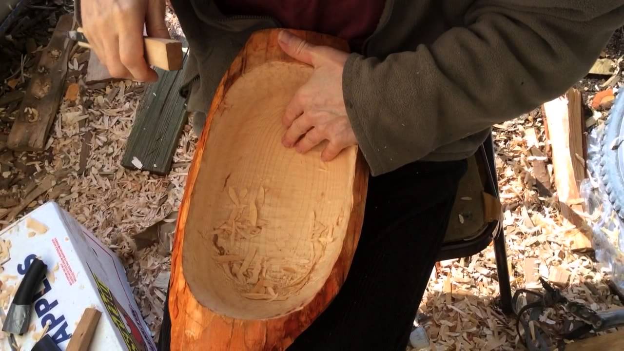 Carving the inside of the bowl with knives 8 - YouTube