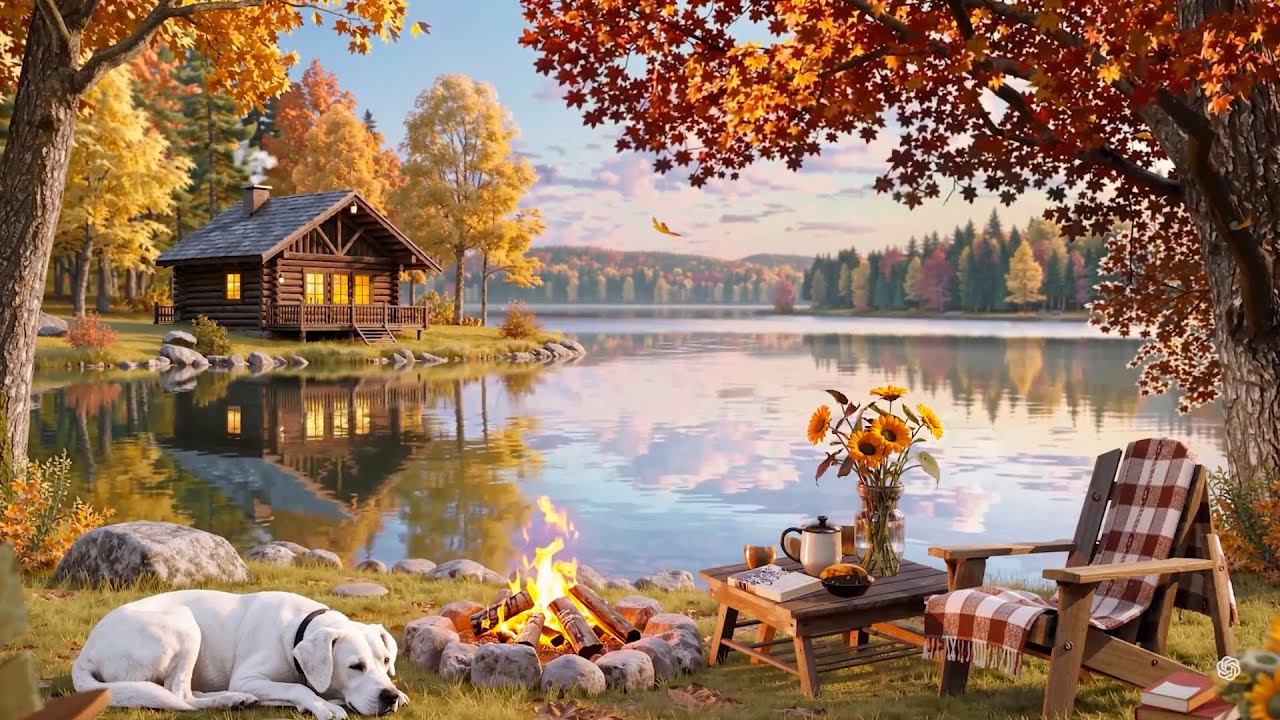 Peaceful Autumn Lakeside Cabin – Cozy Fall Ambience with Beautiful ...