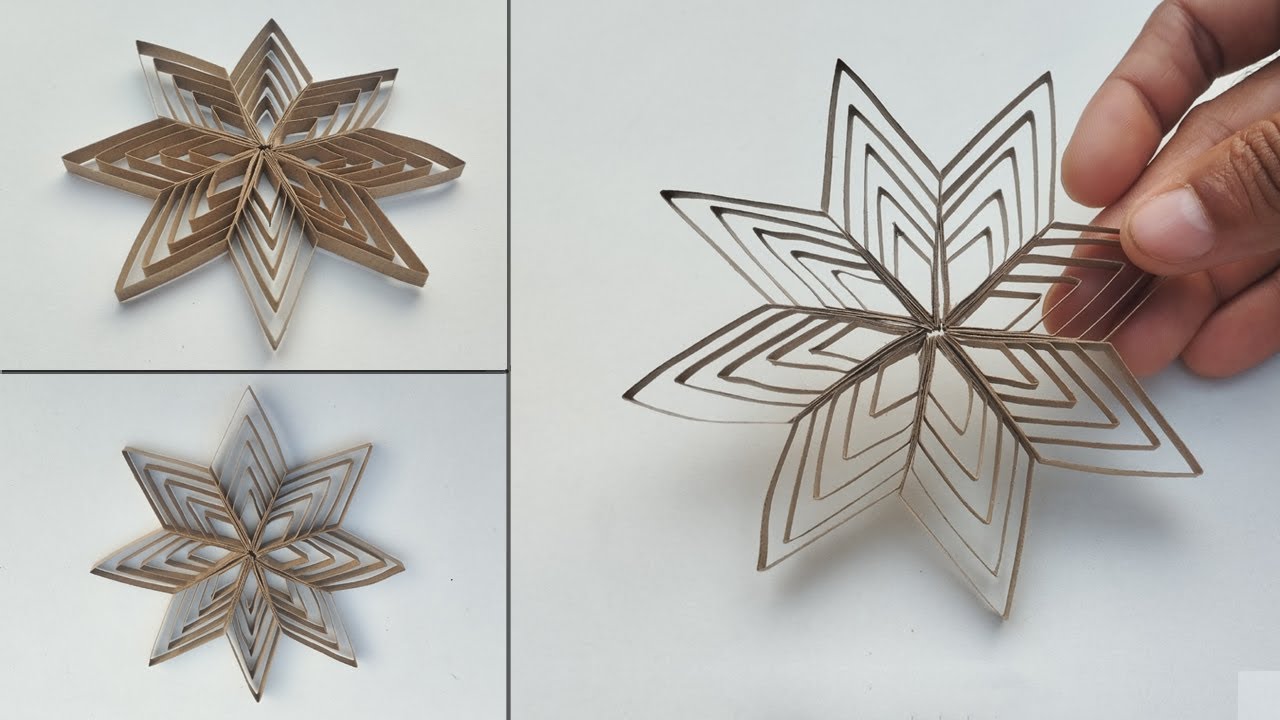 How to make paper snowflakes | 3D snowflakes | cardboard crafts - YouTube