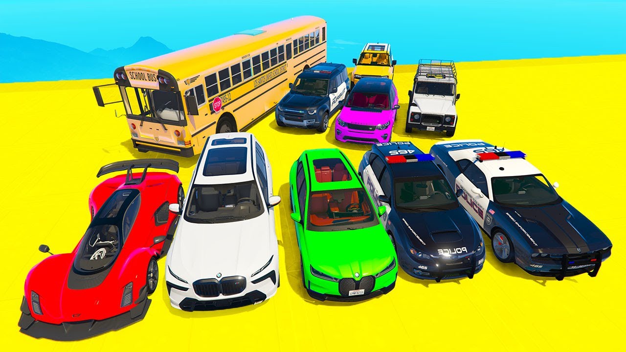 لعبه سياره الشرطة و حافله المدرسة و سياره السباق - YouTube