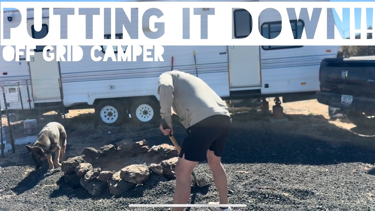 Putting gravel down outside the off grid camper - YouTube