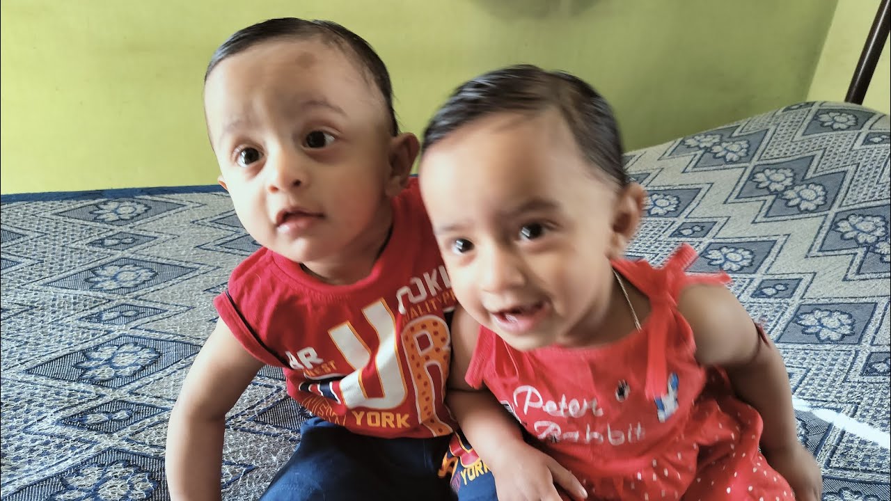 Twins _ Srinish and Srinika _ Completed 9 months and becoming very naughty - YouTube