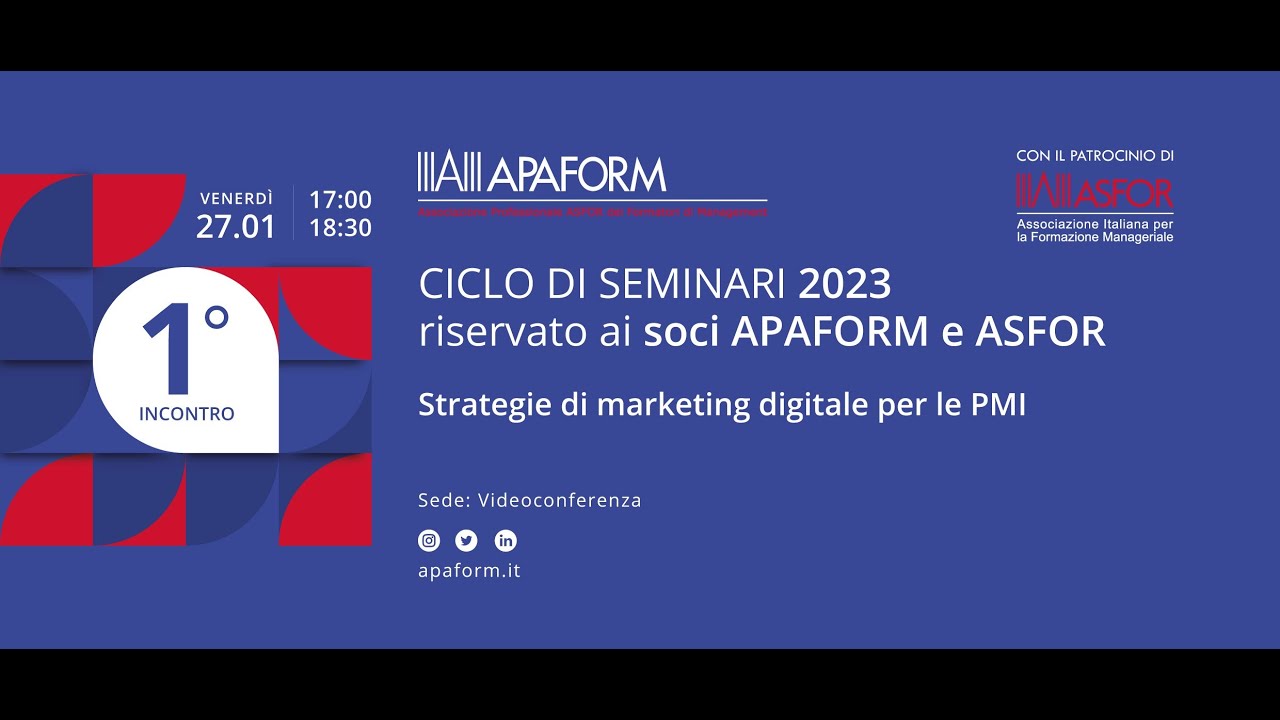 Seminario APAFORM - 27 gennaio 2023 - YouTube