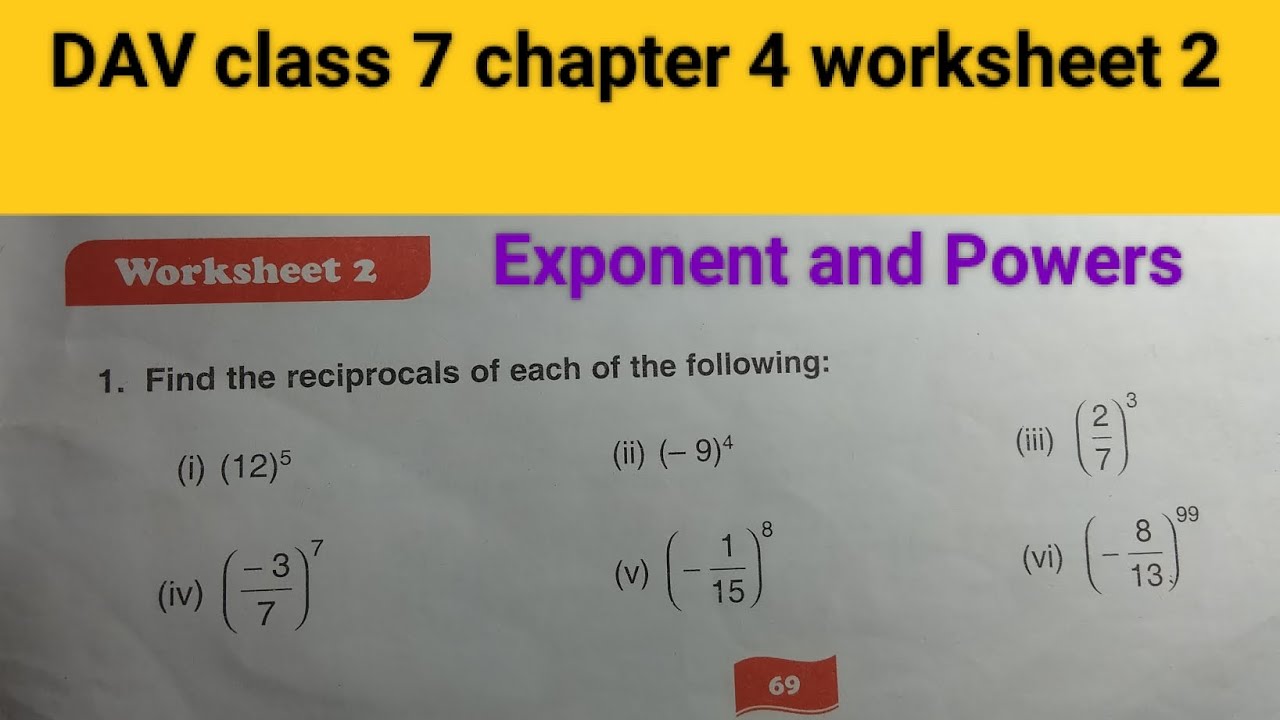 DAV Class 7 maths chapter 4 worksheet 2 ।। Class 7 math chapter 4 ...