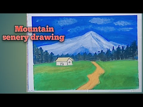 How to dra Mountain Scenery #himalyavillages Mountain drawing #2024new# ...