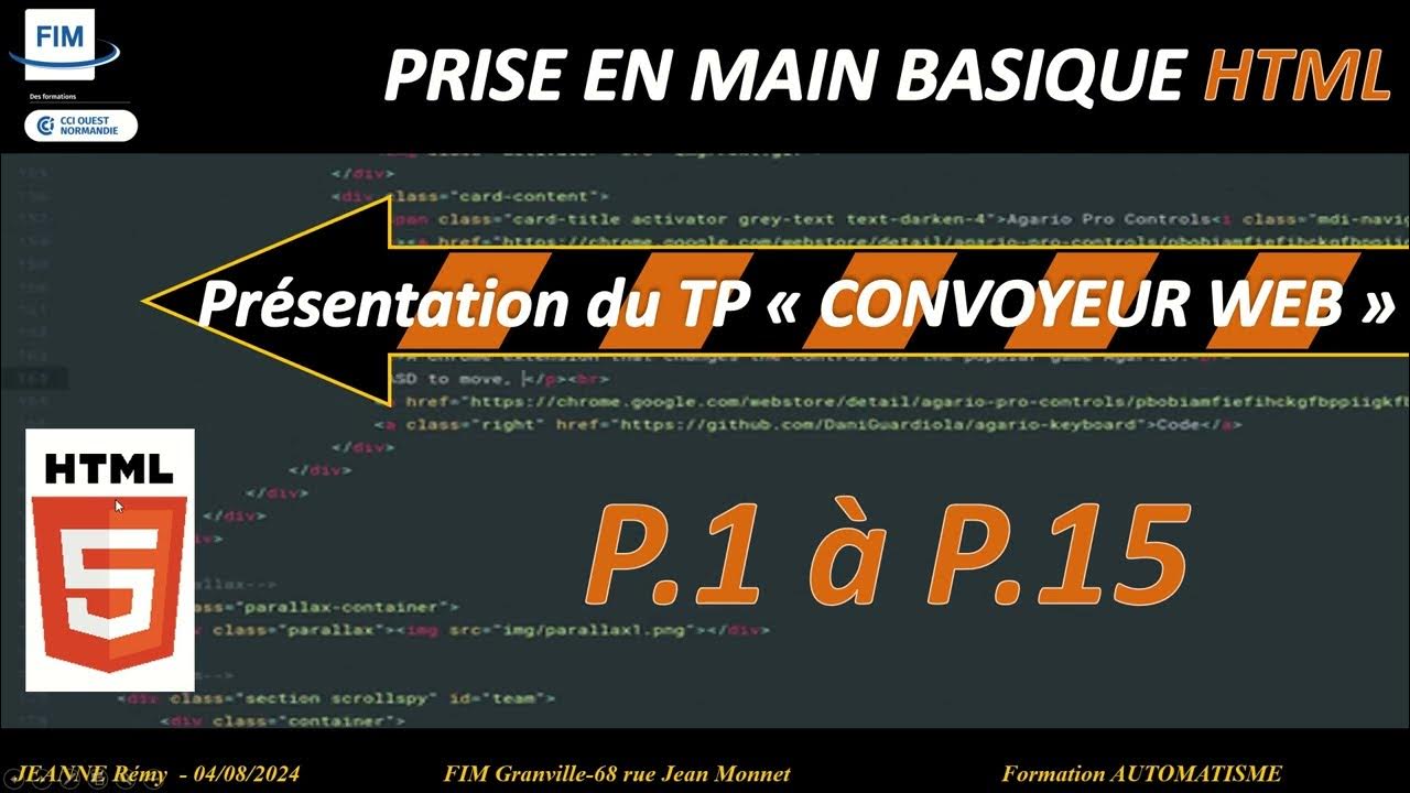 PARTIE 0 : PRESENTATION TP CONVOYEUR EN HTML (HTML_CSS) - YouTube