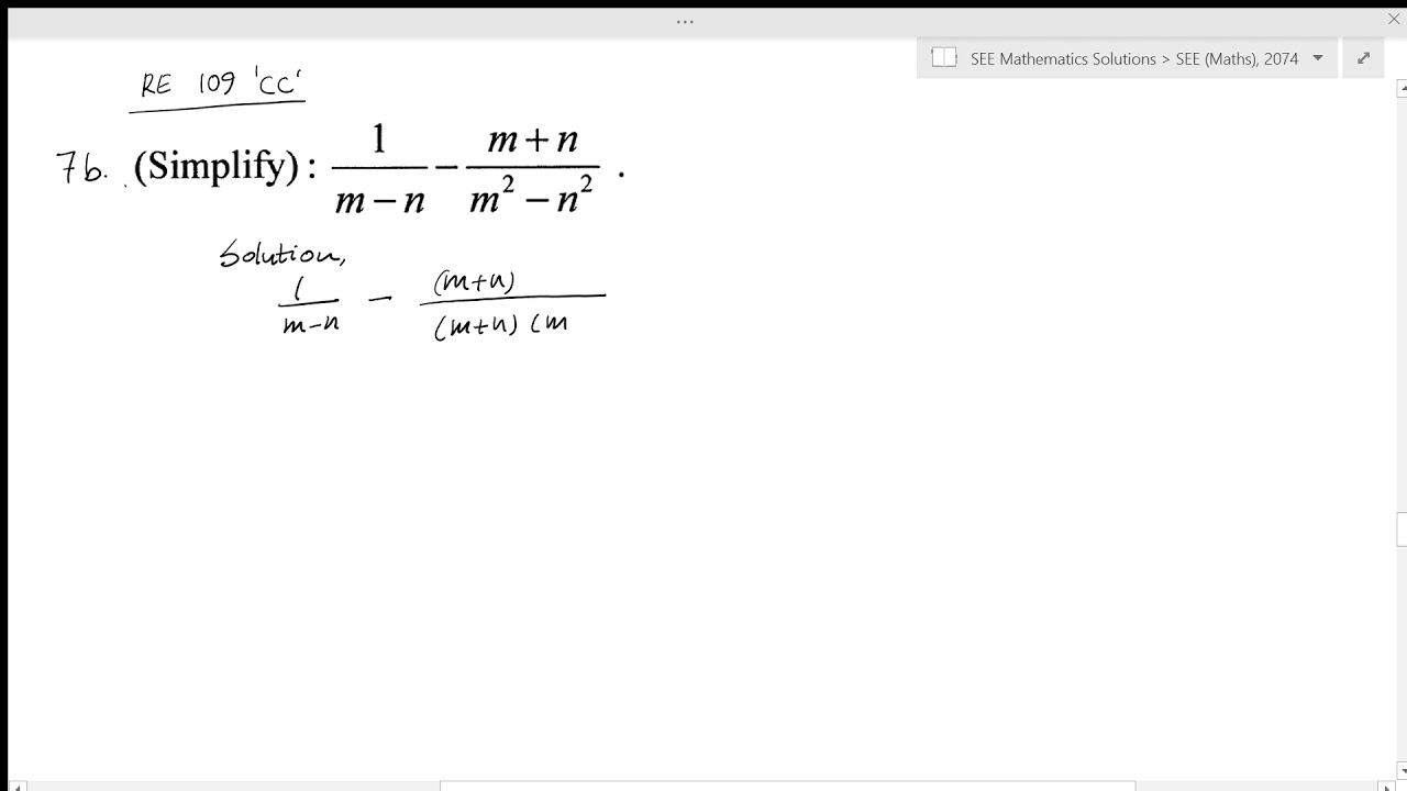 SEE 2074 Math || Question 7b || CC ; Province 3 - YouTube