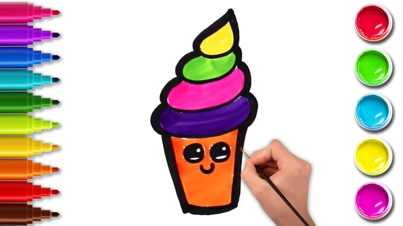 How To Draw Yummy Ice Cream🍧| Easy Drawing & Coloring for Kids | Chiki ...