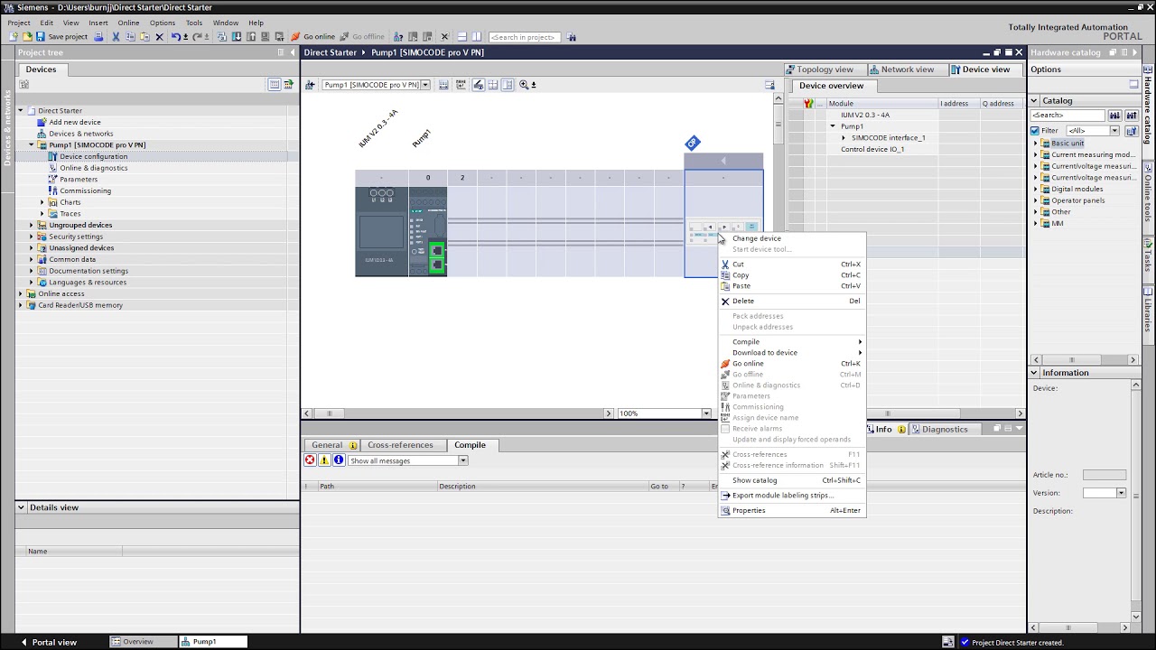 How to configure SIMOCODE pro as a FVNR Starter in TIA Portal - YouTube