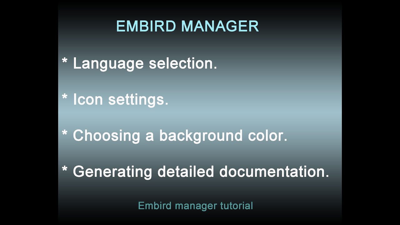 Embird manager tutorial – 1A English - YouTube