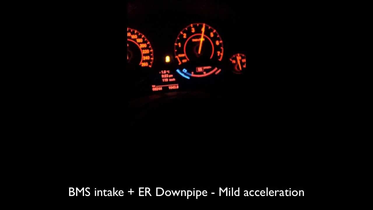 F30 N55 BMS intake vs OEM intake with ER Downpipe - YouTube