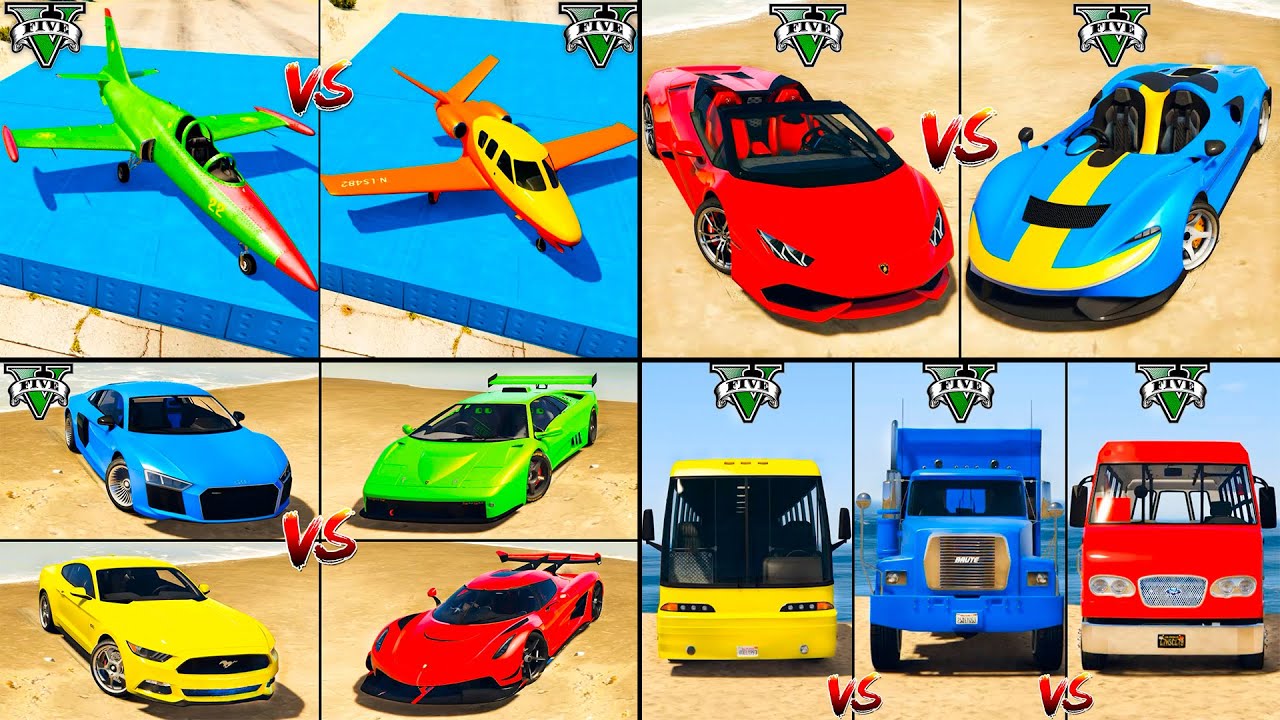 Lamborghini Huracan vs Garbage Truck vs Ford Mustang GT vs Vestra Jet ...